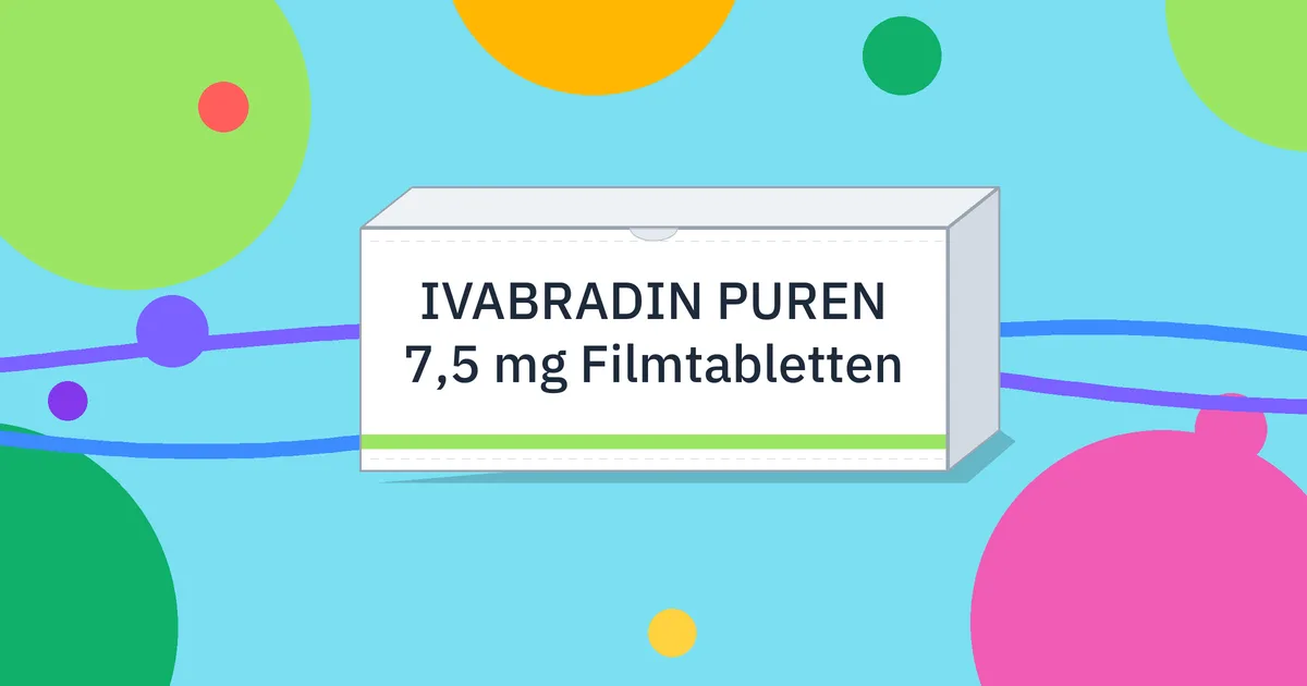 Symbolbild: Packung mit der Aufschrift IVABRADIN PUREN 7,5 mg Filmtabletten (PZN 12503657) – Verfügbarkeit und Bezug in Apotheken in Frankfurt am Main