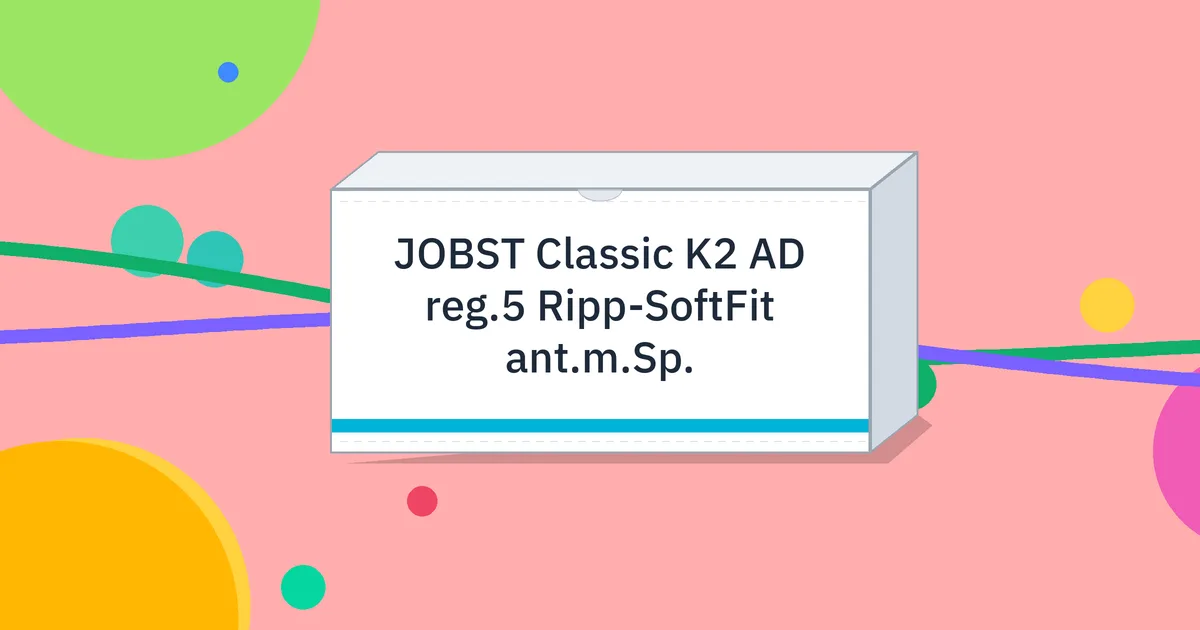 Symbolbild: Packung mit der Aufschrift JOBST Classic K2 AD reg.5 Ripp-SoftFit ant.m.Sp. (PZN 14222230) – Verfügbarkeit und Bezug in Apotheken in Frankfurt am Main