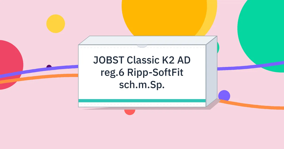 Symbolbild: Packung mit der Aufschrift JOBST Classic K2 AD reg.6 Ripp-SoftFit sch.m.Sp. (PZN 14222342) – Verfügbarkeit und Bezug in Apotheken in Frankfurt am Main