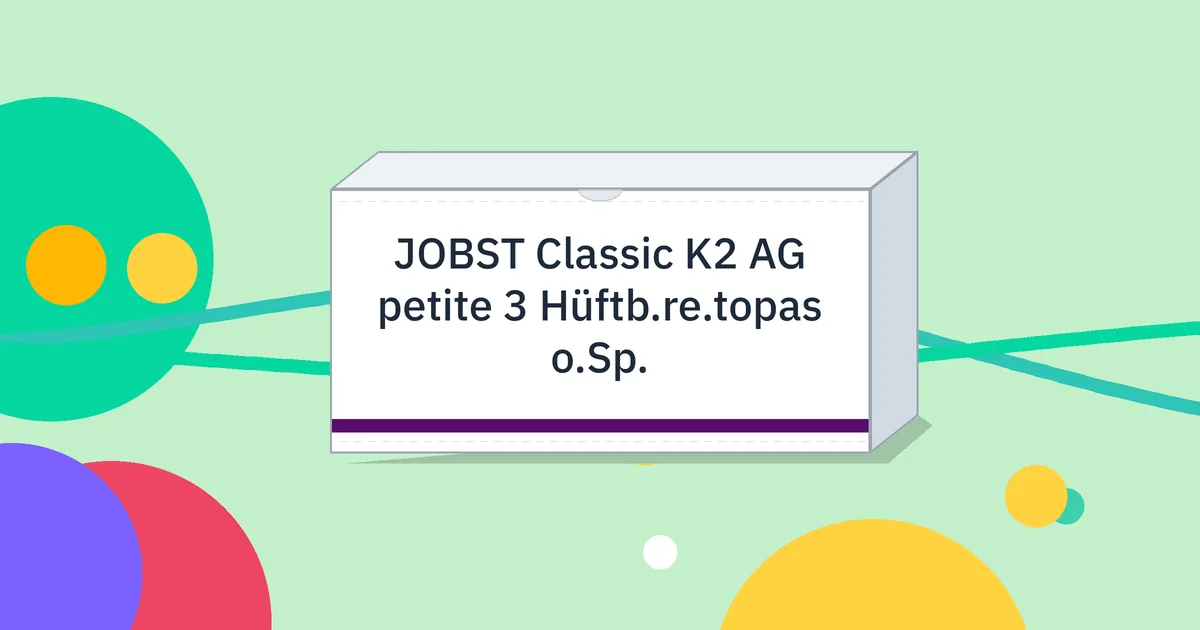Symbolbild: Packung mit der Aufschrift JOBST Classic K2 AG petite 3 Hüftb.re.topas o.Sp. (PZN 13065892) – Verfügbarkeit und Bezug in Apotheken in Frankfurt am Main