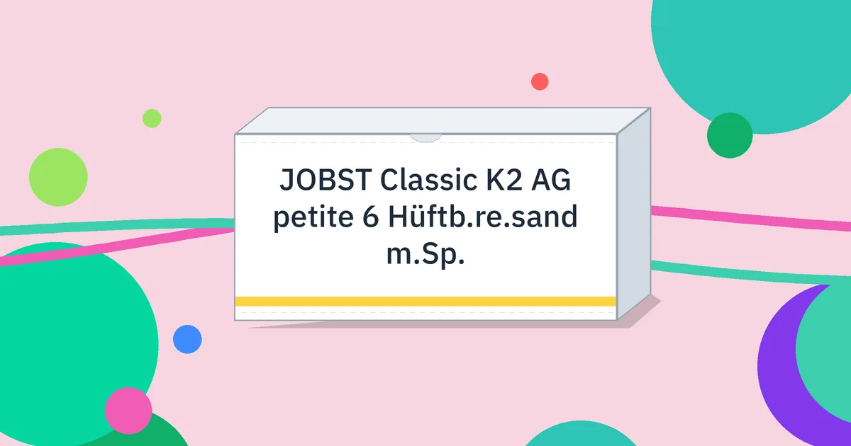 Symbolbild: Packung mit der Aufschrift JOBST Classic K2 AG petite 6 Hüftb.re.sand m.Sp. (PZN 13065484) – Verfügbarkeit und Bezug in Apotheken in Frankfurt am Main