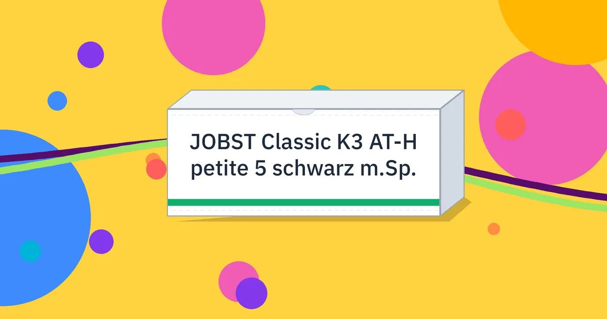 Symbolbild: Packung mit der Aufschrift JOBST Classic K3 AT-H petite 5 schwarz m.Sp. (PZN 13076855) – Verfügbarkeit und Bezug in Apotheken in Frankfurt am Main