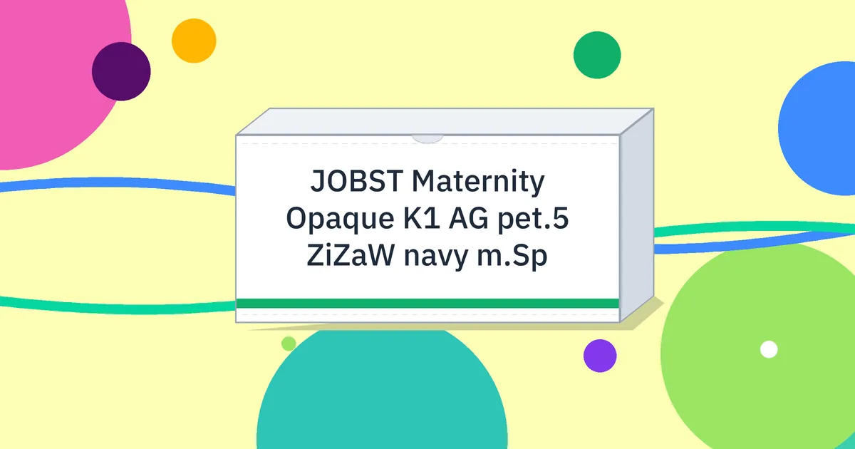 Symbolbild: Packung mit der Aufschrift JOBST Maternity Opaque K1 AG pet.5 ZiZaW navy m.Sp (PZN 15859834) – Verfügbarkeit und Bezug in Apotheken in Frankfurt am Main