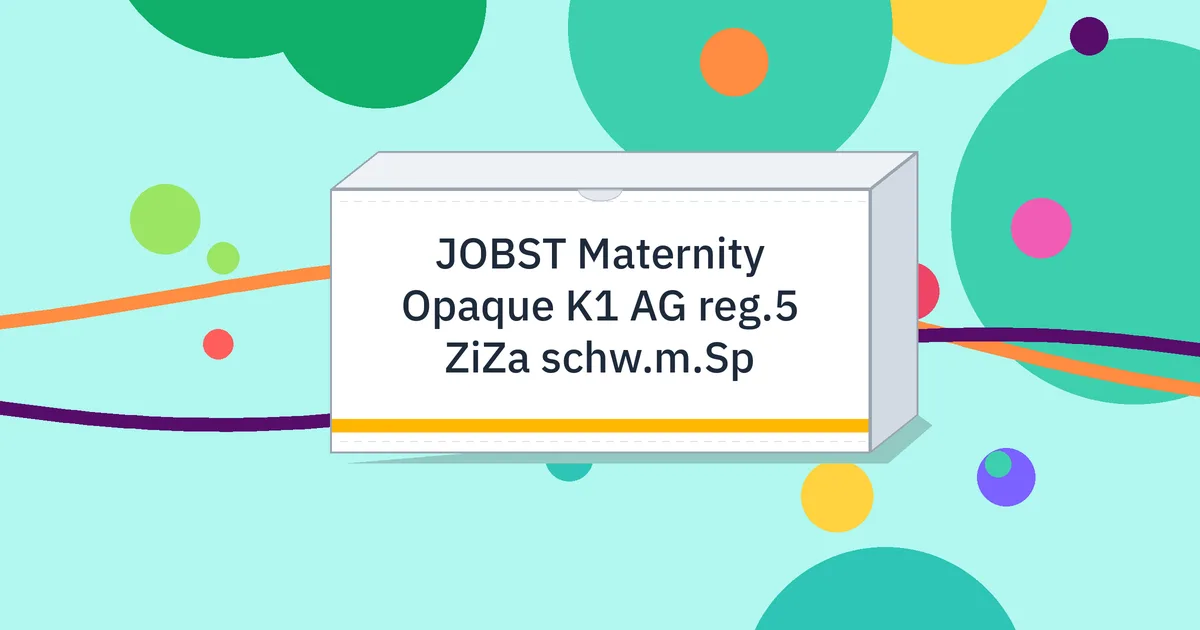 Symbolbild: Packung mit der Aufschrift JOBST Maternity Opaque K1 AG reg.5 ZiZa schw.m.Sp (PZN 15852341) – Verfügbarkeit und Bezug in Apotheken in Frankfurt am Main