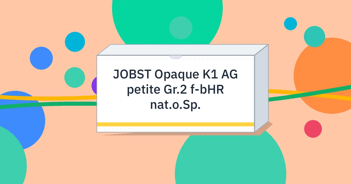 Symbolbild: Packung mit der Aufschrift JOBST Opaque K1 AG petite Gr.2 f-bHR nat.o.Sp. (PZN 13087474) – Verfügbarkeit und Bezug in Apotheken in Frankfurt am Main