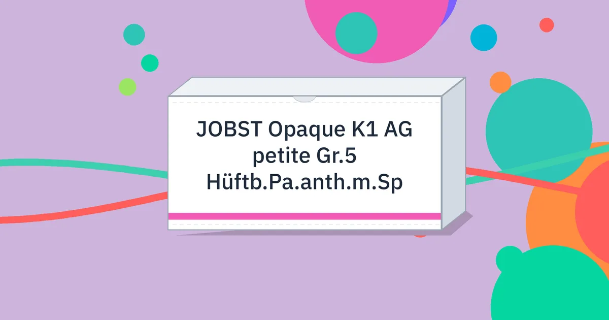 Symbolbild: Packung mit der Aufschrift JOBST Opaque K1 AG petite Gr.5 Hüftb.Pa.anth.m.Sp (PZN 16273237) – Verfügbarkeit und Bezug in Apotheken in Frankfurt am Main