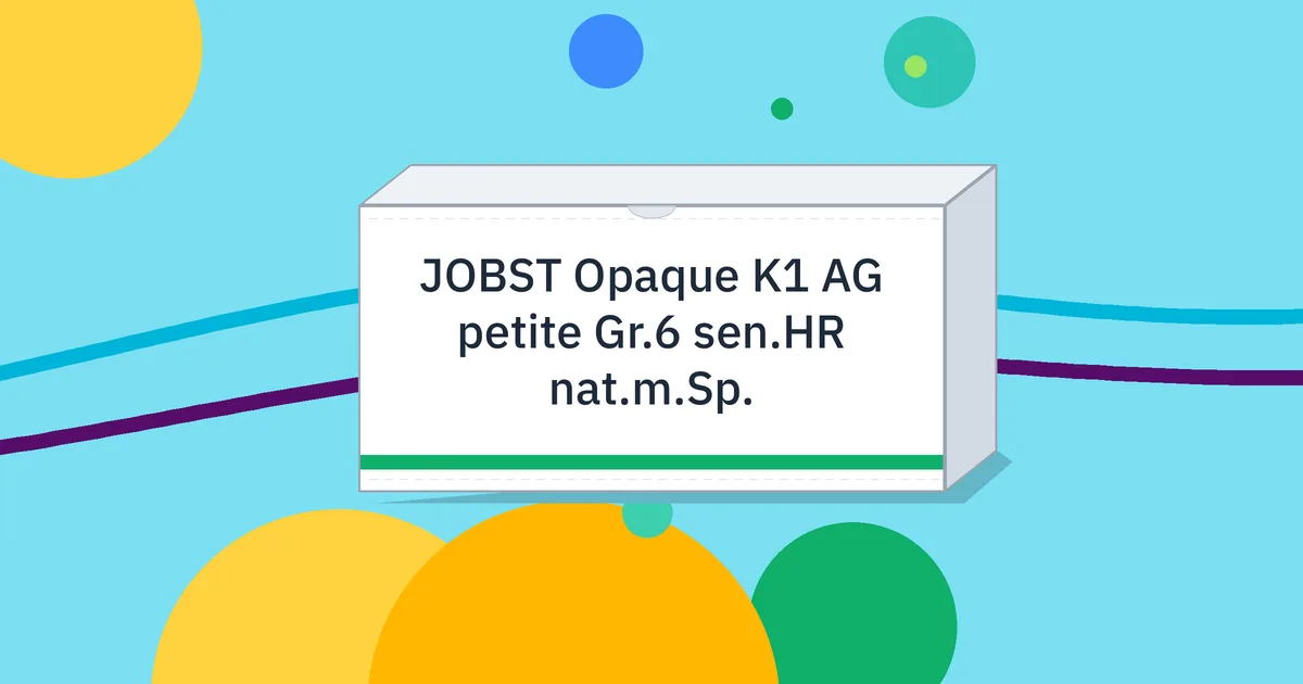 Symbolbild: Packung mit der Aufschrift JOBST Opaque K1 AG petite Gr.6 sen.HR nat.m.Sp. (PZN 13085682) – Verfügbarkeit und Bezug in Apotheken in Frankfurt am Main