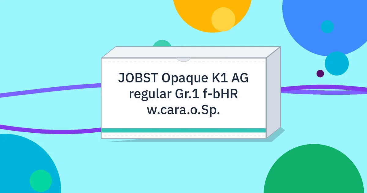Symbolbild: Packung mit der Aufschrift JOBST Opaque K1 AG regular Gr.1 f-bHR w.cara.o.Sp. (PZN 13160509) – Verfügbarkeit und Bezug in Apotheken in Frankfurt am Main