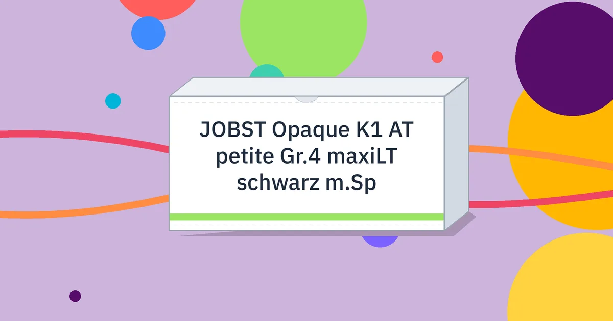 Symbolbild: Packung mit der Aufschrift JOBST Opaque K1 AT petite Gr.4 maxiLT schwarz m.Sp (PZN 13103003) – Verfügbarkeit und Bezug in Apotheken in Frankfurt am Main