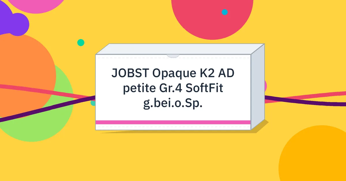 Symbolbild: Packung mit der Aufschrift JOBST Opaque K2 AD petite Gr.4 SoftFit g.bei.o.Sp. (PZN 16278737) – Verfügbarkeit und Bezug in Apotheken in Frankfurt am Main