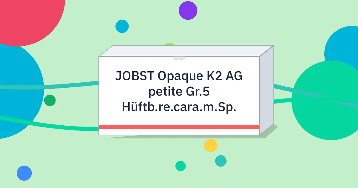 Symbolbild: Packung mit der Aufschrift JOBST Opaque K2 AG petite Gr.5 Hüftb.re.cara.m.Sp. (PZN 13115006) – Verfügbarkeit und Bezug in Apotheken in Frankfurt am Main
