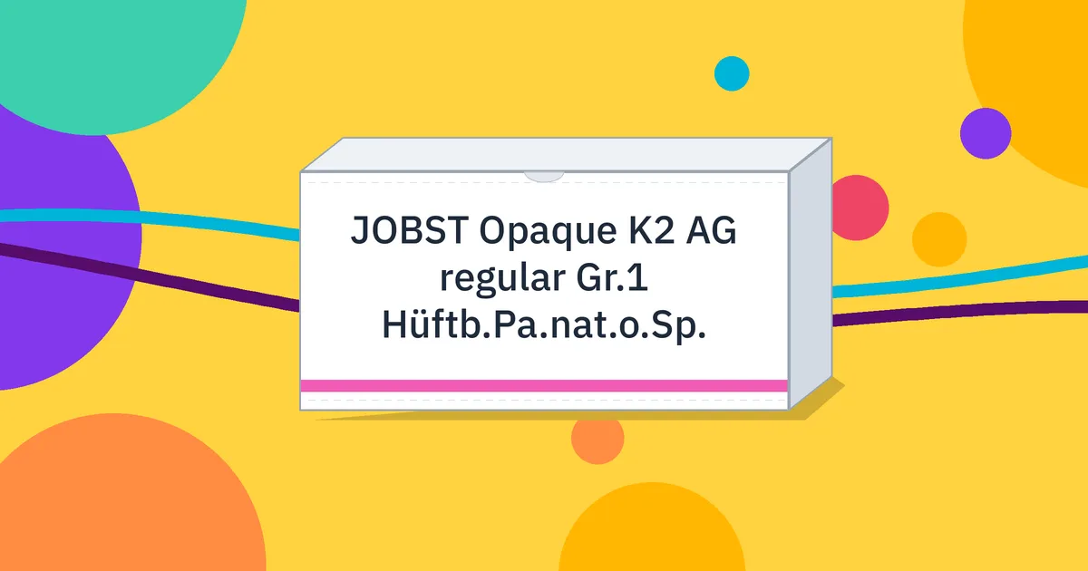 Symbolbild: Packung mit der Aufschrift JOBST Opaque K2 AG regular Gr.1 Hüftb.Pa.nat.o.Sp. (PZN 13116945) – Verfügbarkeit und Bezug in Apotheken in Frankfurt am Main