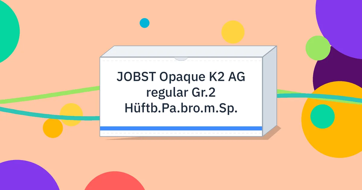 Symbolbild: Packung mit der Aufschrift JOBST Opaque K2 AG regular Gr.2 Hüftb.Pa.bro.m.Sp. (PZN 13116359) – Verfügbarkeit und Bezug in Apotheken in Frankfurt am Main