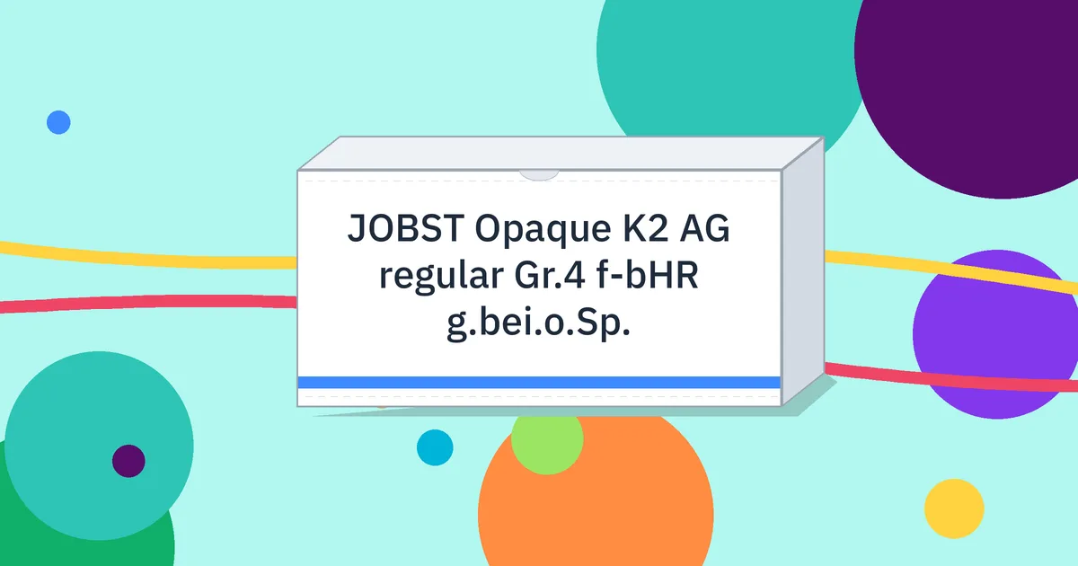 Symbolbild: Packung mit der Aufschrift JOBST Opaque K2 AG regular Gr.4 f-bHR g.bei.o.Sp. (PZN 16280065) – Verfügbarkeit und Bezug in Apotheken in Frankfurt am Main