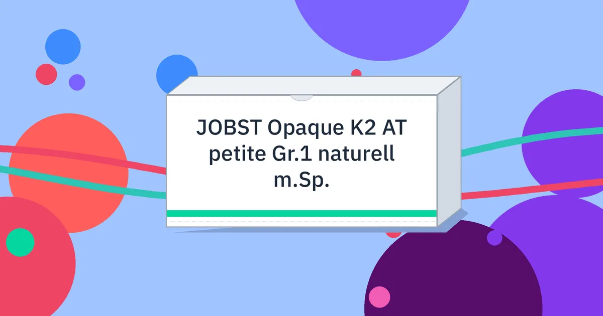 Symbolbild: Packung mit der Aufschrift JOBST Opaque K2 AT petite Gr.1 naturell m.Sp. (PZN 11257446) – Verfügbarkeit und Bezug in Apotheken in Frankfurt am Main