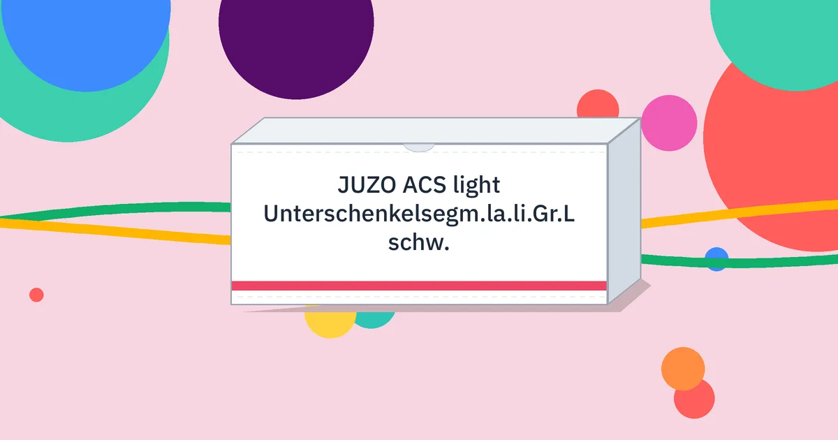 Symbolbild: Packung mit der Aufschrift JUZO ACS light Unterschenkelsegm.la.li.Gr.L schw. (PZN 13575707) – Verfügbarkeit und Bezug in Apotheken in Frankfurt am Main