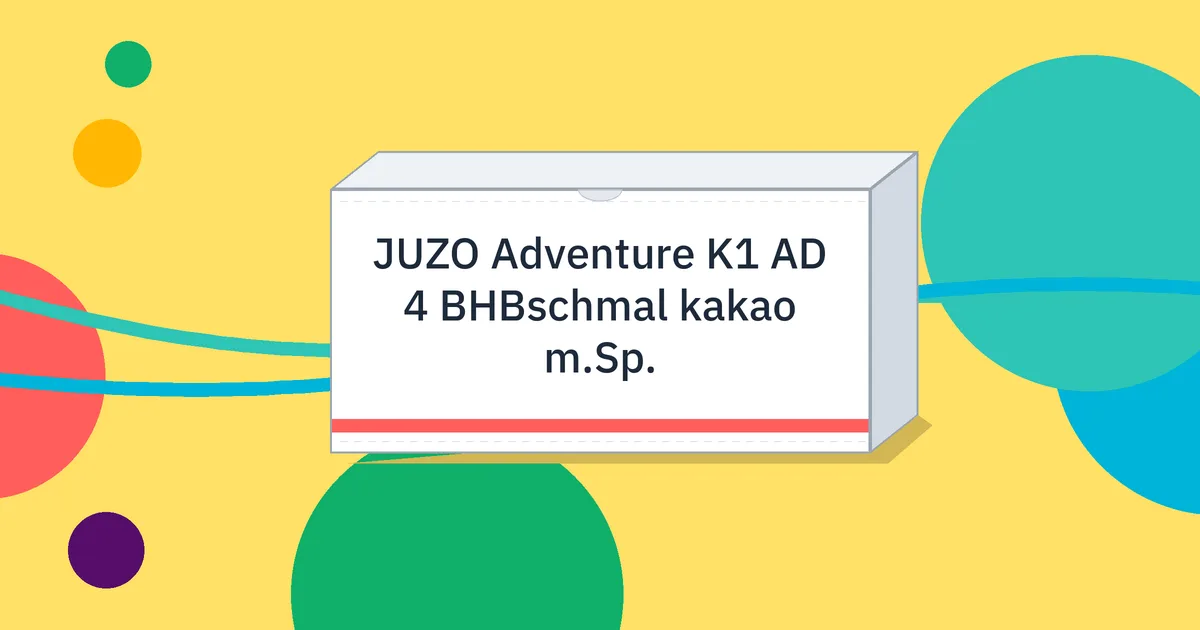 Symbolbild: Packung mit der Aufschrift JUZO Adventure K1 AD 4 BHBschmal kakao m.Sp. (PZN 15495958) – Verfügbarkeit und Bezug in Apotheken in Frankfurt am Main