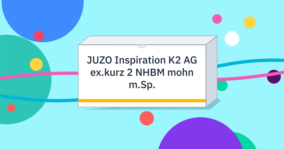 Symbolbild: Packung mit der Aufschrift JUZO Inspiration K2 AG ex.kurz 2 NHBM mohn m.Sp. (PZN 14924417) – Verfügbarkeit und Bezug in Apotheken in Frankfurt am Main