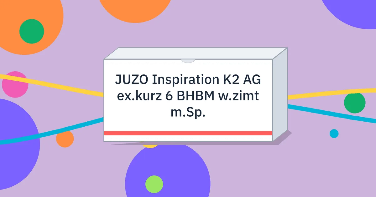 Symbolbild: Packung mit der Aufschrift JUZO Inspiration K2 AG ex.kurz 6 BHBM w.zimt m.Sp. (PZN 14883902) – Verfügbarkeit und Bezug in Apotheken in Frankfurt am Main