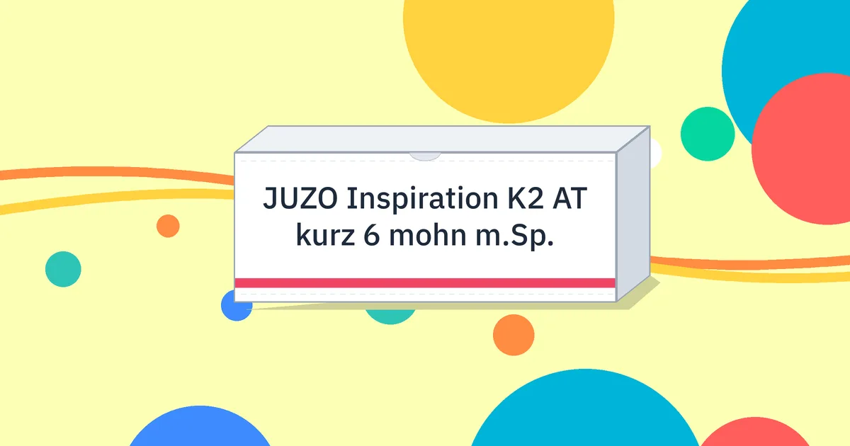 Symbolbild: Packung mit der Aufschrift JUZO Inspiration K2 AT kurz 6 mohn m.Sp. (PZN 14931788) – Verfügbarkeit und Bezug in Apotheken in Frankfurt am Main