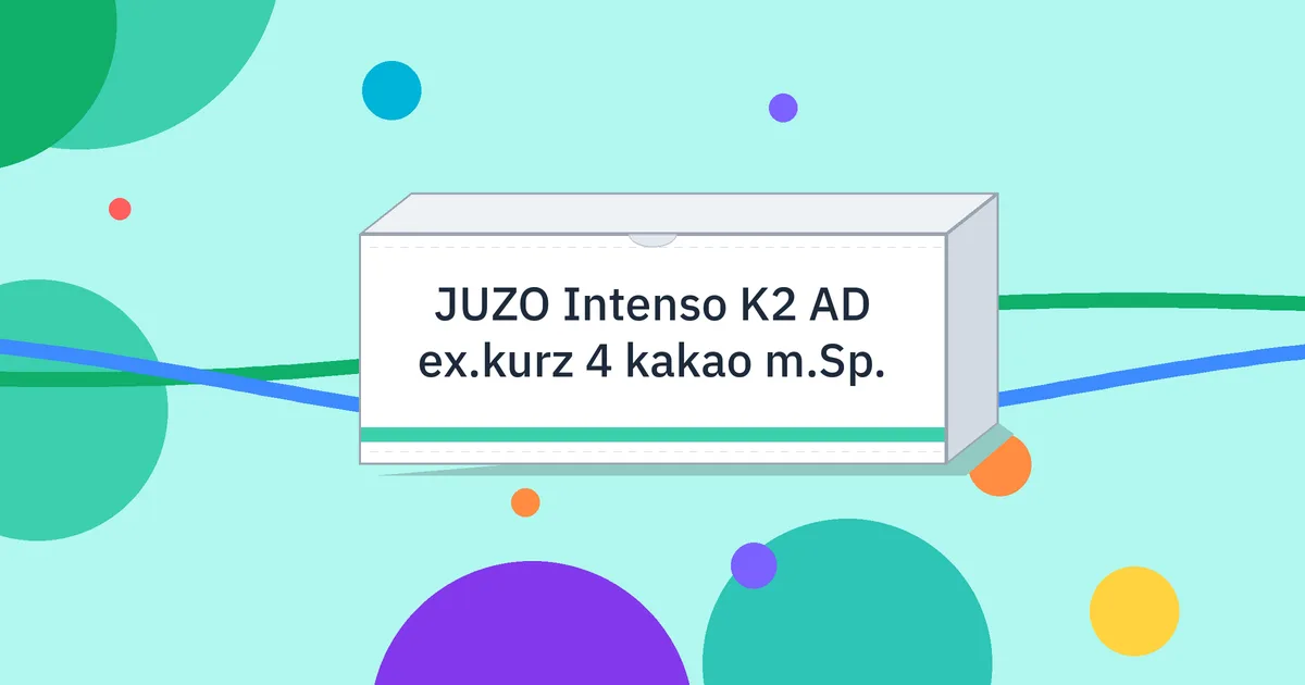 Symbolbild: Packung mit der Aufschrift JUZO Intenso K2 AD ex.kurz 4 kakao m.Sp. (PZN 18608357) – Verfügbarkeit und Bezug in Apotheken in Frankfurt am Main