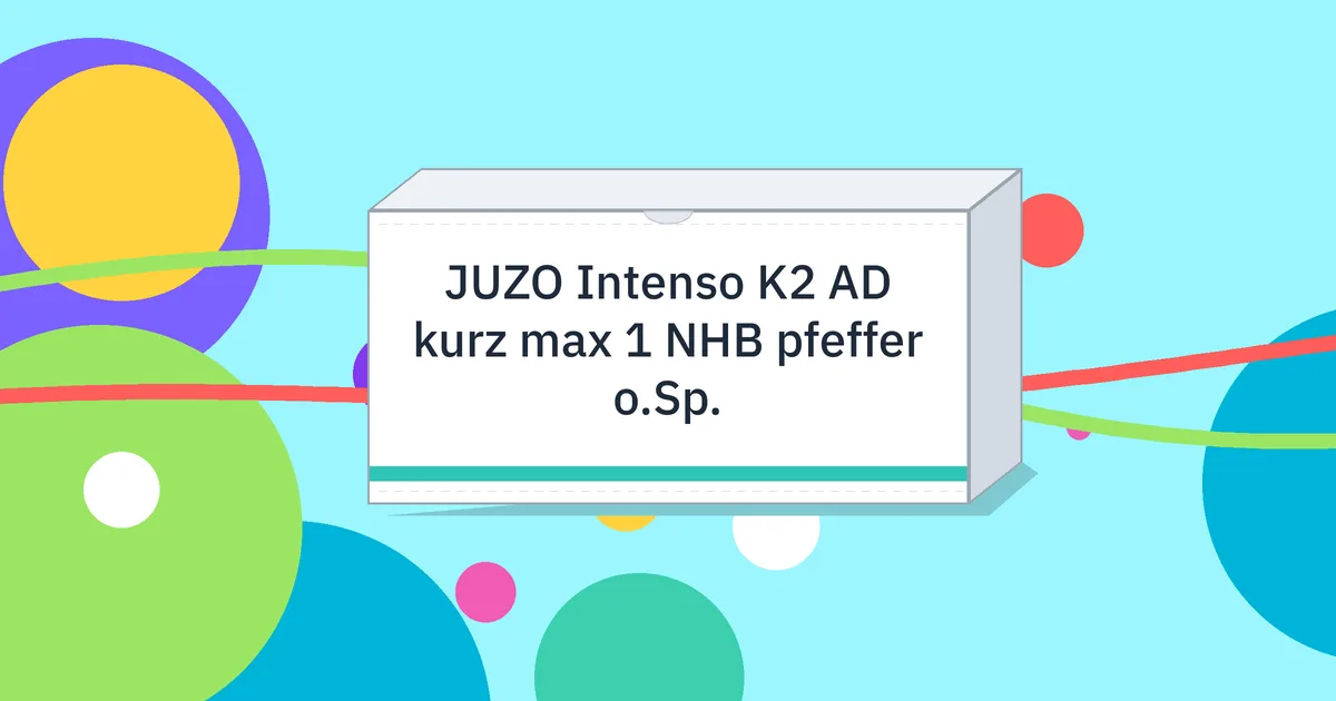 Symbolbild: Packung mit der Aufschrift JUZO Intenso K2 AD kurz max 1 NHB pfeffer o.Sp. (PZN 18622512) – Verfügbarkeit und Bezug in Apotheken in Frankfurt am Main