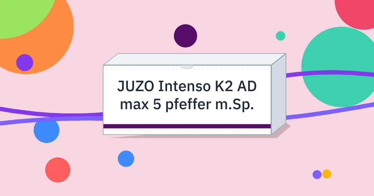 Symbolbild: Packung mit der Aufschrift JUZO Intenso K2 AD max 5 pfeffer m.Sp. (PZN 18609084) – Verfügbarkeit und Bezug in Apotheken in Frankfurt am Main