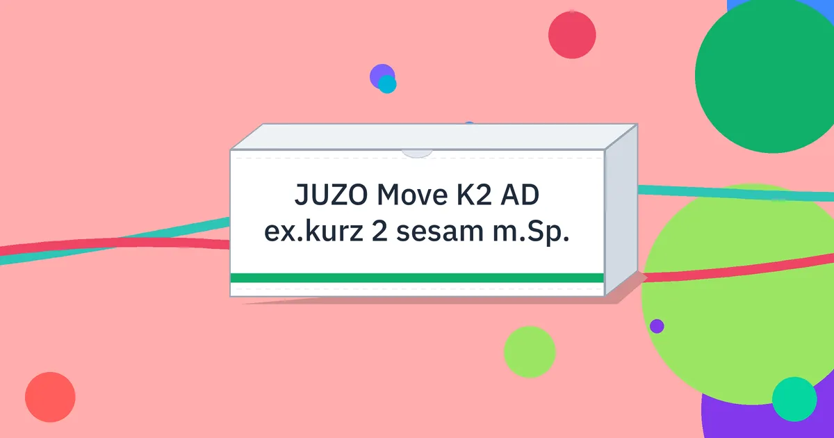 Symbolbild: Packung mit der Aufschrift JUZO Move K2 AD ex.kurz 2 sesam m.Sp. (PZN 18509879) – Verfügbarkeit und Bezug in Apotheken in Frankfurt am Main