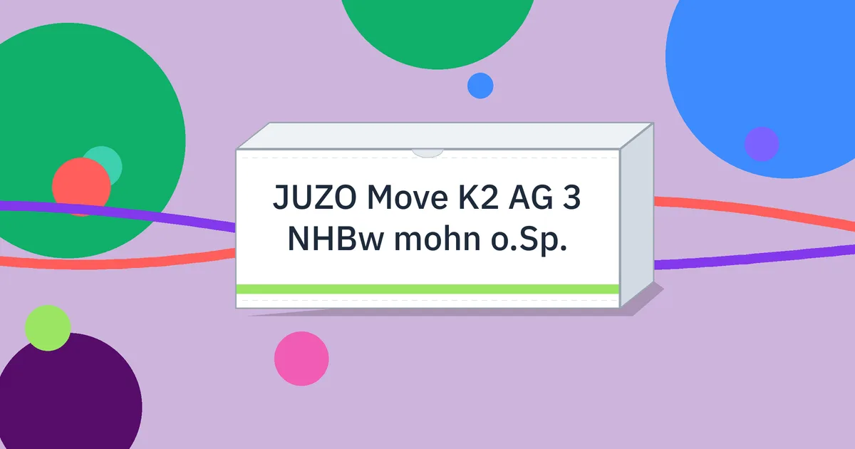 Symbolbild: Packung mit der Aufschrift JUZO Move K2 AG 3 NHBw mohn o.Sp. (PZN 18556726) – Verfügbarkeit und Bezug in Apotheken in Frankfurt am Main