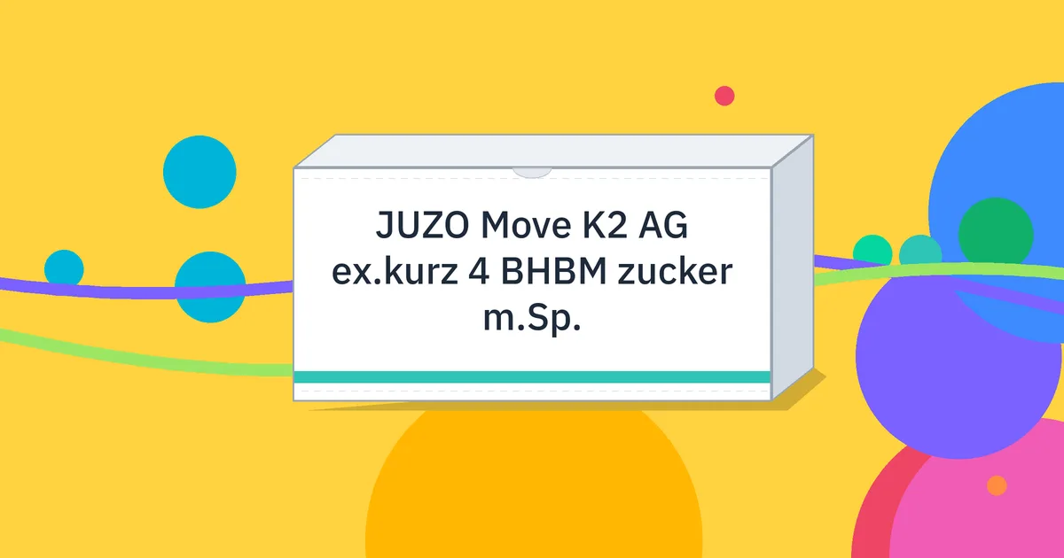 Symbolbild: Packung mit der Aufschrift JUZO Move K2 AG ex.kurz 4 BHBM zucker m.Sp. (PZN 18532482) – Verfügbarkeit und Bezug in Apotheken in Frankfurt am Main