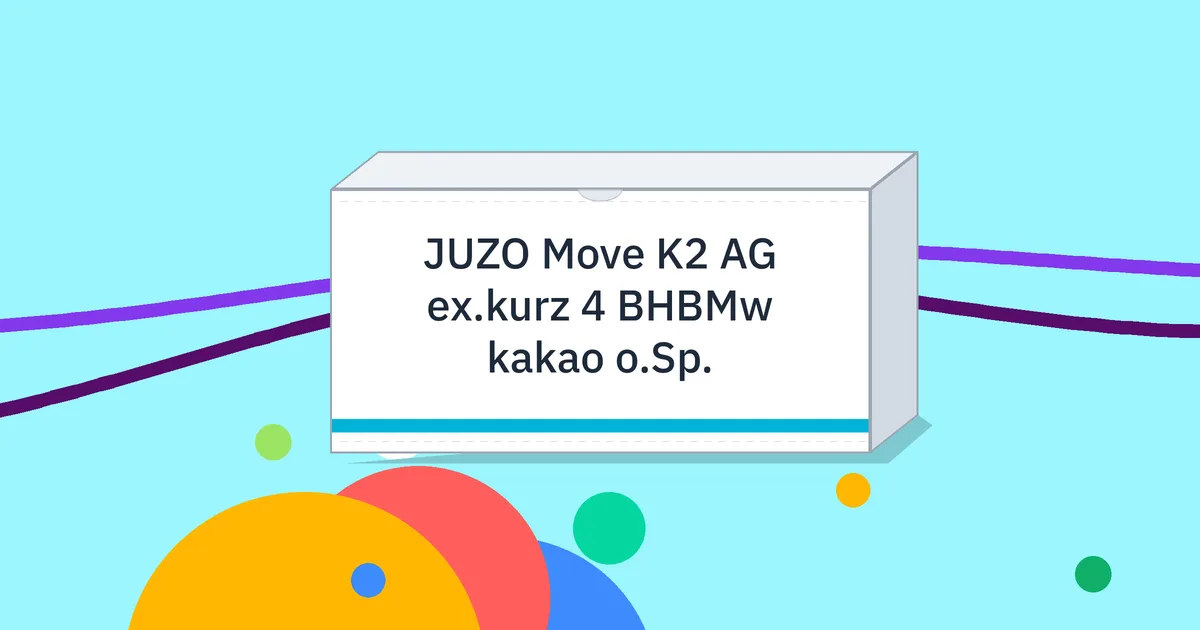Symbolbild: Packung mit der Aufschrift JUZO Move K2 AG ex.kurz 4 BHBMw kakao o.Sp. (PZN 18566469) – Verfügbarkeit und Bezug in Apotheken in Frankfurt am Main