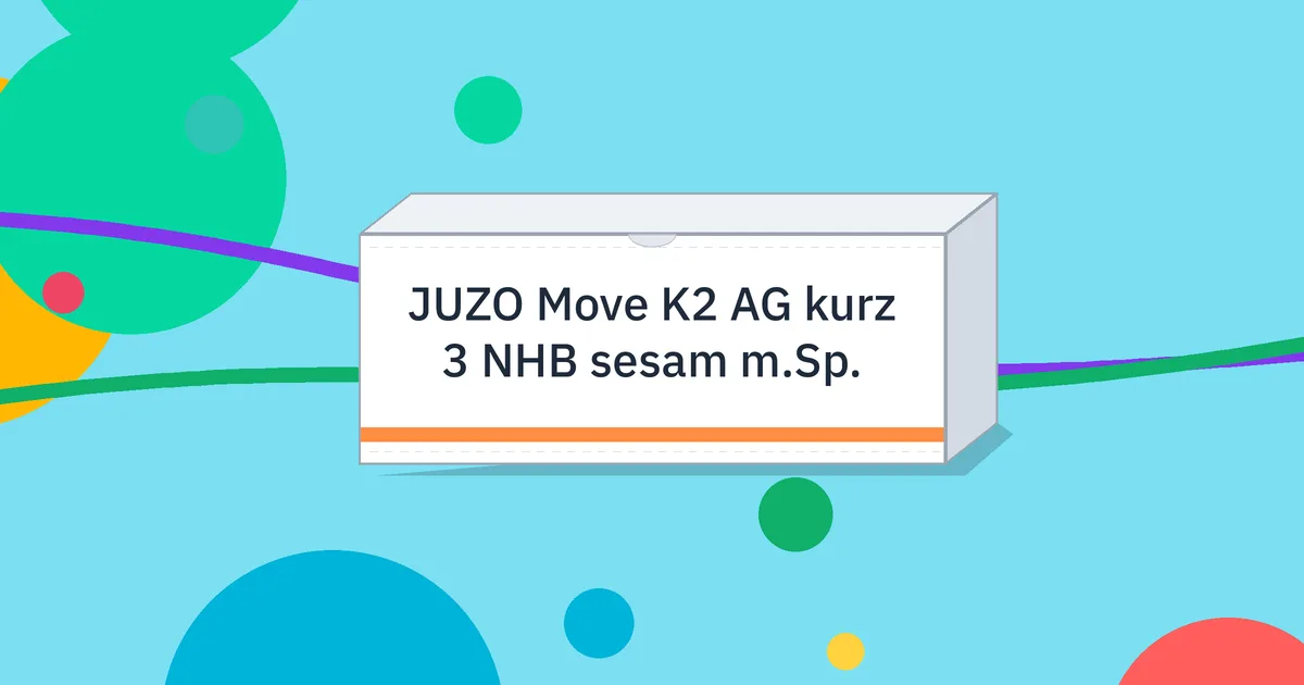 Symbolbild: Packung mit der Aufschrift JUZO Move K2 AG kurz 3 NHB sesam m.Sp. (PZN 18527788) – Verfügbarkeit und Bezug in Apotheken in Frankfurt am Main