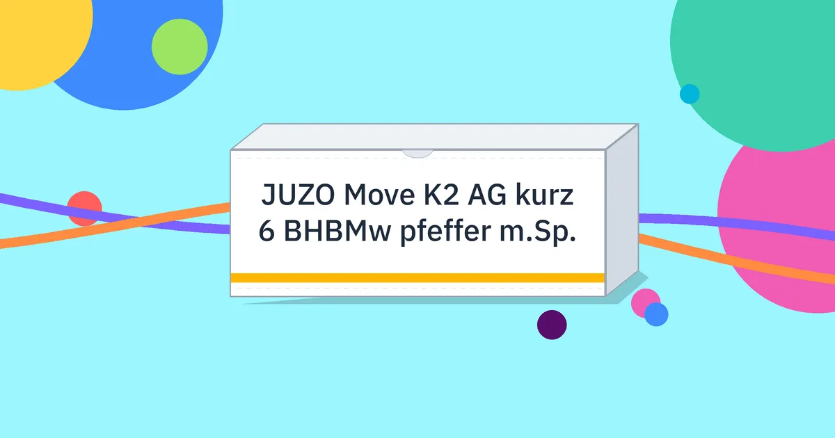 Symbolbild: Packung mit der Aufschrift JUZO Move K2 AG kurz 6 BHBMw pfeffer m.Sp. (PZN 16649949) – Verfügbarkeit und Bezug in Apotheken in Frankfurt am Main