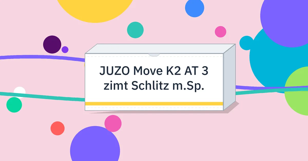 Symbolbild: Packung mit der Aufschrift JUZO Move K2 AT 3 zimt Schlitz m.Sp. (PZN 20668639) – Verfügbarkeit und Bezug in Apotheken in Frankfurt am Main