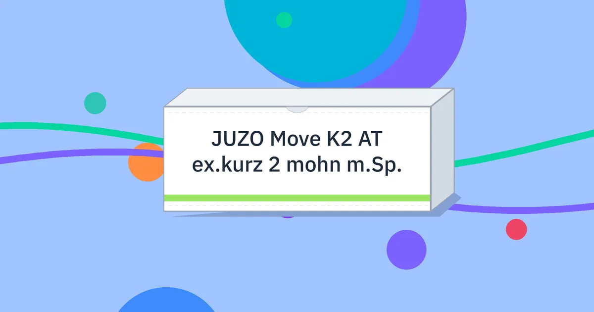 Symbolbild: Packung mit der Aufschrift JUZO Move K2 AT ex.kurz 2 mohn m.Sp. (PZN 20670961) – Verfügbarkeit und Bezug in Apotheken in Frankfurt am Main