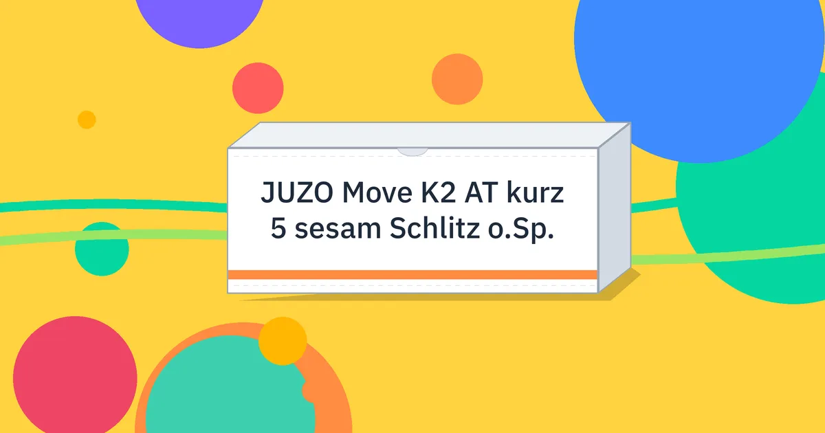 Symbolbild: Packung mit der Aufschrift JUZO Move K2 AT kurz 5 sesam Schlitz o.Sp. (PZN 20676455) – Verfügbarkeit und Bezug in Apotheken in Frankfurt am Main
