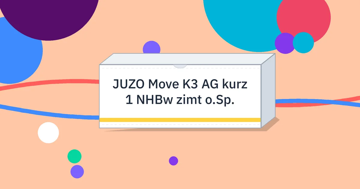 Symbolbild: Packung mit der Aufschrift JUZO Move K3 AG kurz 1 NHBw zimt o.Sp. (PZN 18580446) – Verfügbarkeit und Bezug in Apotheken in Frankfurt am Main