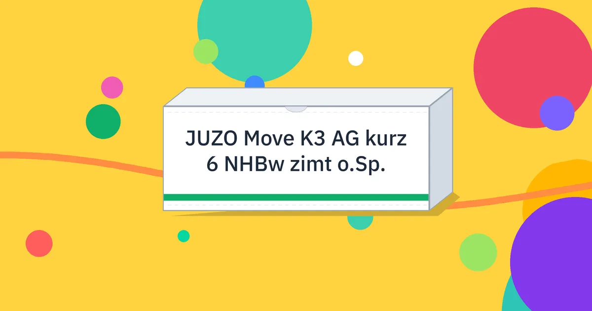 Symbolbild: Packung mit der Aufschrift JUZO Move K3 AG kurz 6 NHBw zimt o.Sp. (PZN 18580498) – Verfügbarkeit und Bezug in Apotheken in Frankfurt am Main