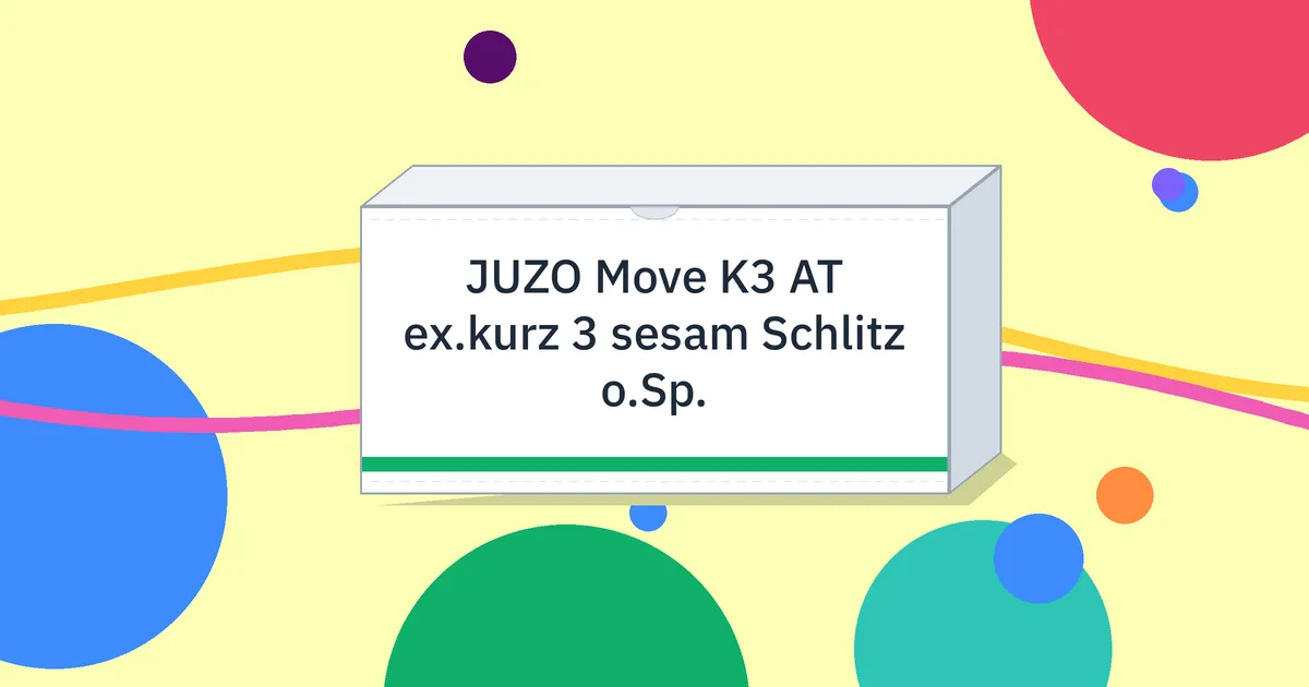 Symbolbild: Packung mit der Aufschrift JUZO Move K3 AT ex.kurz 3 sesam Schlitz o.Sp. (PZN 20682585) – Verfügbarkeit und Bezug in Apotheken in Frankfurt am Main