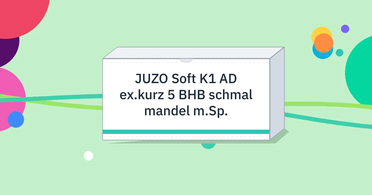 Symbolbild: Packung mit der Aufschrift JUZO Soft K1 AD ex.kurz 5 BHB schmal mandel m.Sp. (PZN 15462574) – Verfügbarkeit und Bezug in Apotheken in Frankfurt am Main