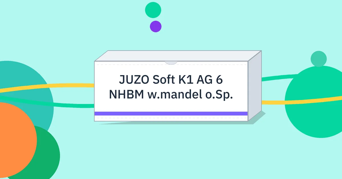 Symbolbild: Packung mit der Aufschrift JUZO Soft K1 AG 6 NHBM w.mandel o.Sp. (PZN 14999065) – Verfügbarkeit und Bezug in Apotheken in Frankfurt am Main