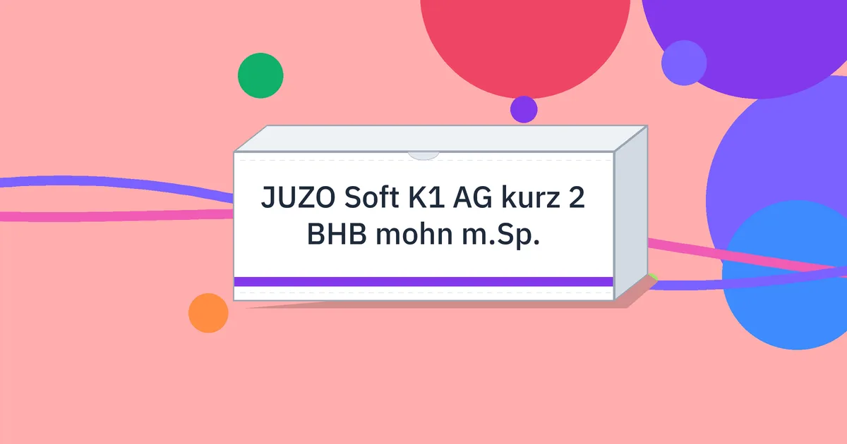 Symbolbild: Packung mit der Aufschrift JUZO Soft K1 AG kurz 2 BHB mohn m.Sp. (PZN 14822444) – Verfügbarkeit und Bezug in Apotheken in Frankfurt am Main