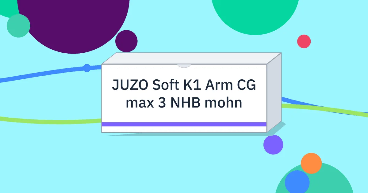 Symbolbild: Packung mit der Aufschrift JUZO Soft K1 Arm CG max 3 NHB mohn (PZN 15509117) – Verfügbarkeit und Bezug in Apotheken in Frankfurt am Main
