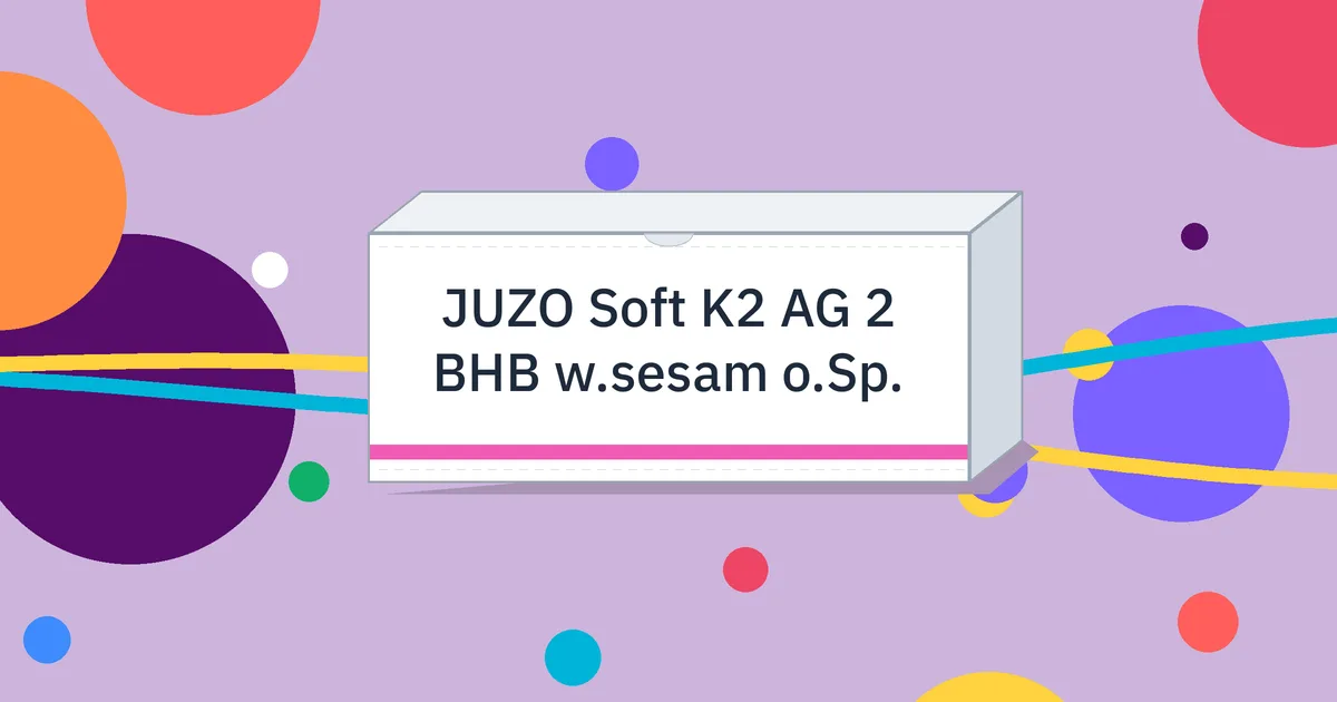 Symbolbild: Packung mit der Aufschrift JUZO Soft K2 AG 2 BHB w.sesam o.Sp. (PZN 14841358) – Verfügbarkeit und Bezug in Apotheken in Frankfurt am Main