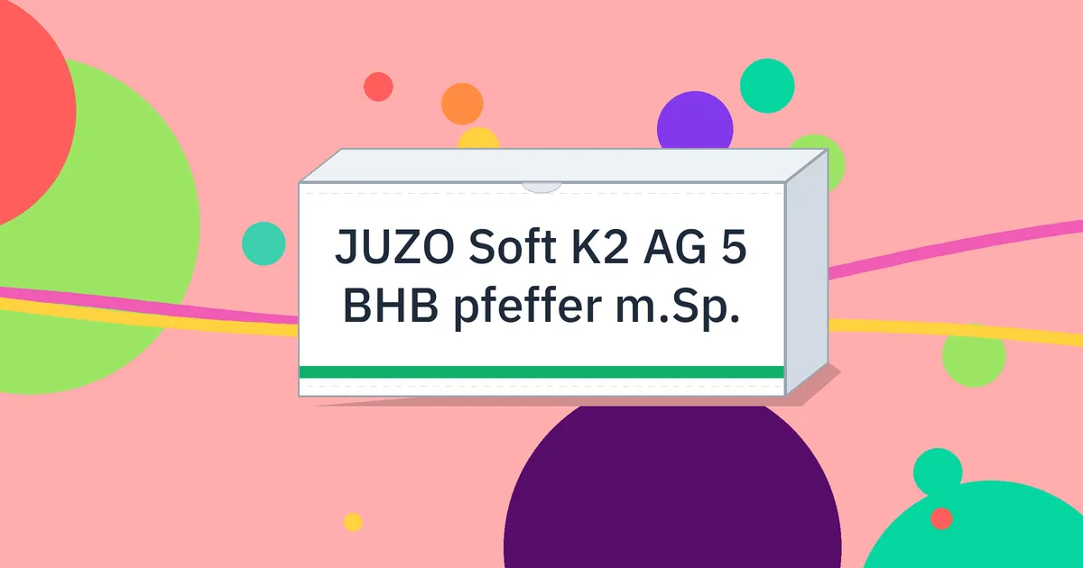Symbolbild: Packung mit der Aufschrift JUZO Soft K2 AG 5 BHB pfeffer m.Sp. (PZN 14824667) – Verfügbarkeit und Bezug in Apotheken in Frankfurt am Main
