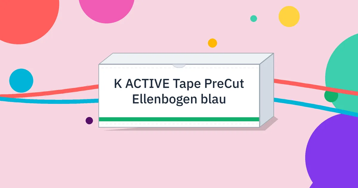 Symbolbild: Packung mit der Aufschrift K ACTIVE Tape PreCut Ellenbogen blau (PZN 06936346) – Verfügbarkeit und Bezug in Apotheken in Frankfurt am Main