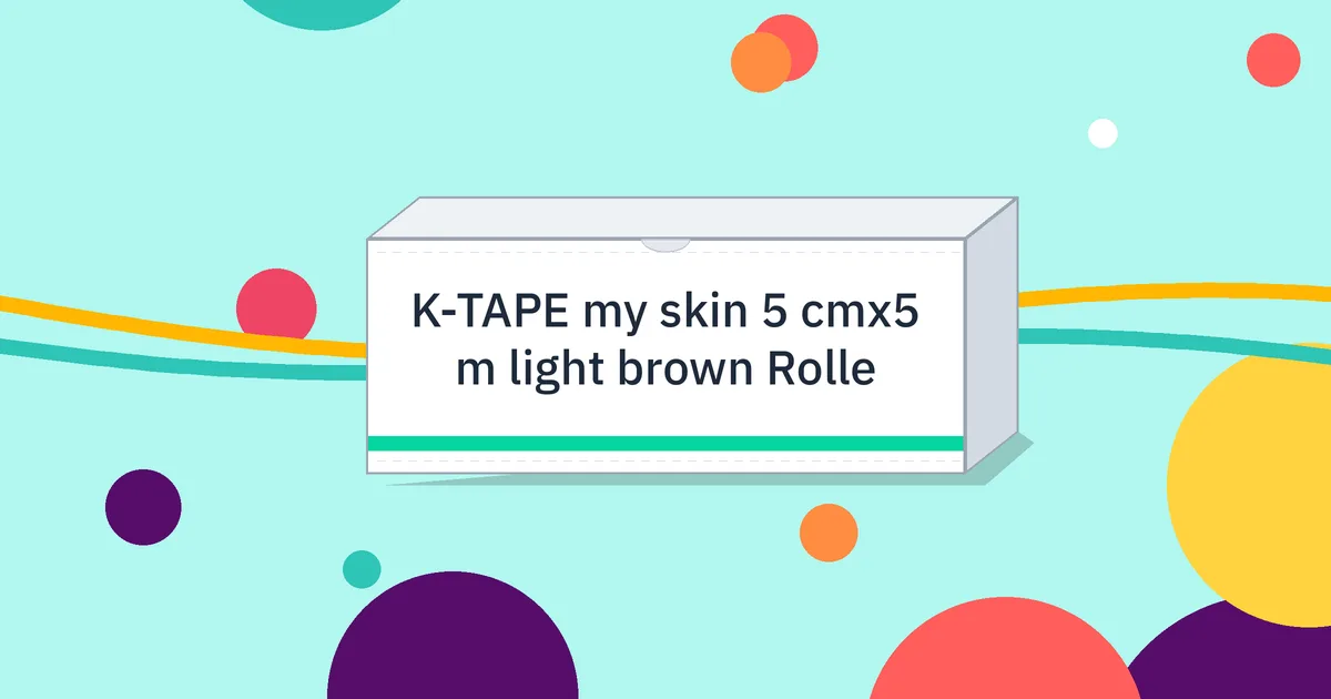 Symbolbild: Packung mit der Aufschrift K-TAPE my skin 5 cmx5 m light brown Rolle (PZN 17455348) – Verfügbarkeit und Bezug in Apotheken in Frankfurt am Main