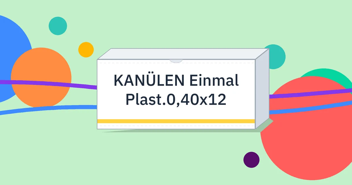 Symbolbild: Packung mit der Aufschrift KANÜLEN Einmal Plast.0,40x12 (PZN 01965426) – Verfügbarkeit und Bezug in Apotheken in Frankfurt am Main