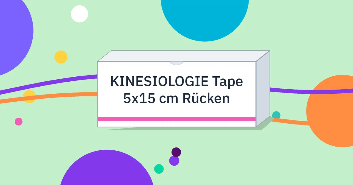 Symbolbild: Packung mit der Aufschrift KINESIOLOGIE Tape 5x15 cm Rücken (PZN 12373539) – Verfügbarkeit und Bezug in Apotheken in Frankfurt am Main