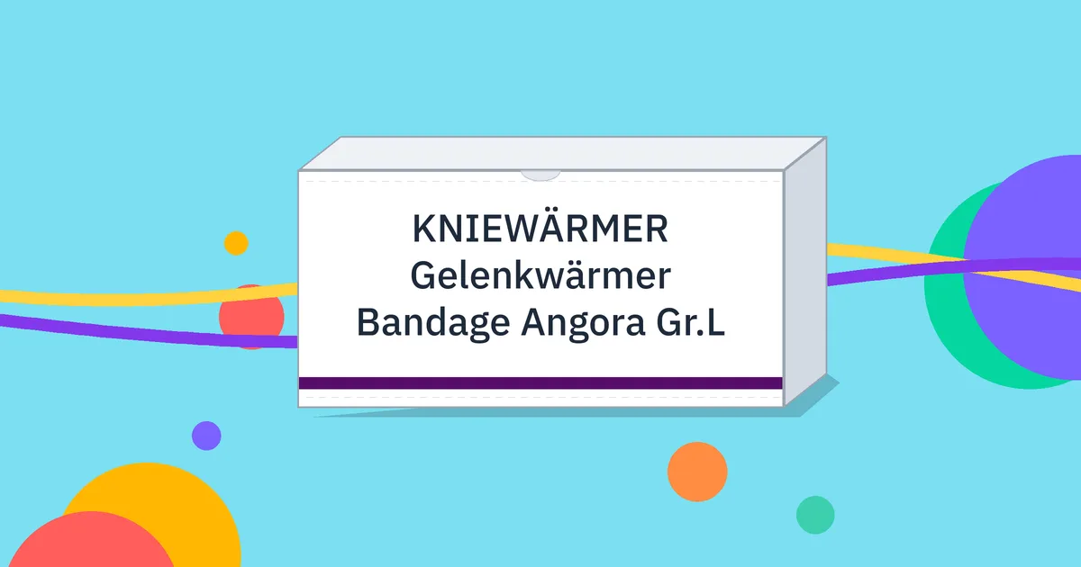 Symbolbild: Packung mit der Aufschrift KNIEWÄRMER Gelenkwärmer Bandage Angora Gr.L (PZN 19390860) – Verfügbarkeit und Bezug in Apotheken in Frankfurt am Main